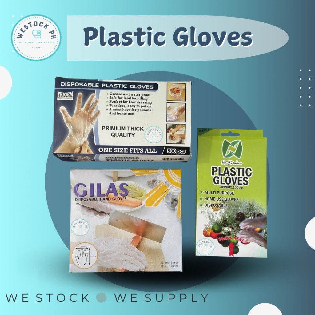 100 Pcs Disposable Plastic Gloves, Food Safe, Latex-Free - MR. BAMBOO ...