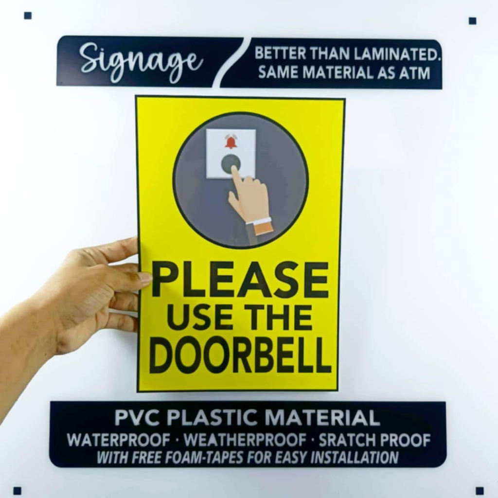 SIGNAGE - PLEASE USE THE DOORBELL - PVC PLASTIC MATERIAL SIGNAGE ...