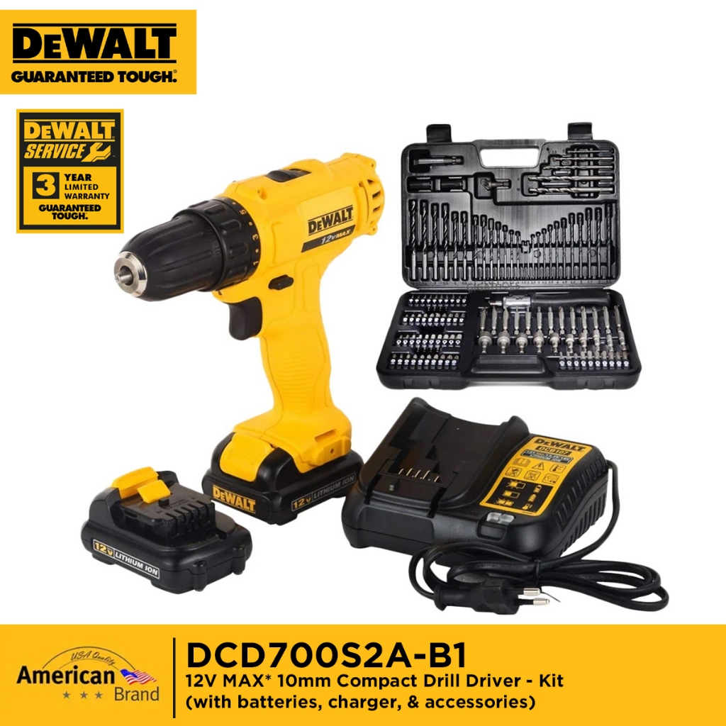 DEWALT DCD700S2A-B1 12V MAX* 10mm Compact Drill Driver - Kit | Shopee ...