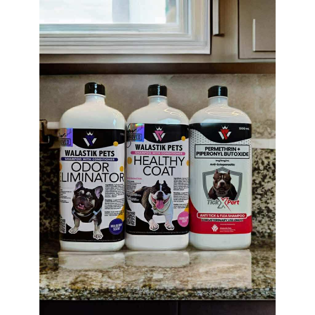 3 Bottles of 1000ML WALASTIK PETS SHAMPOO (Odor Eliminator, Healthy ...