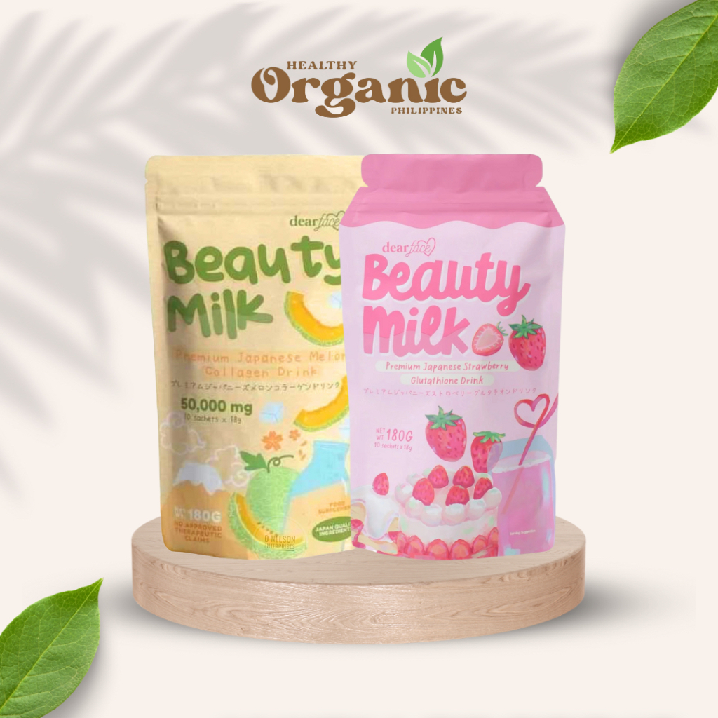 DEAR FACE Beauty Milk Set Japanese Melon Strawberry Collagen Drink ...