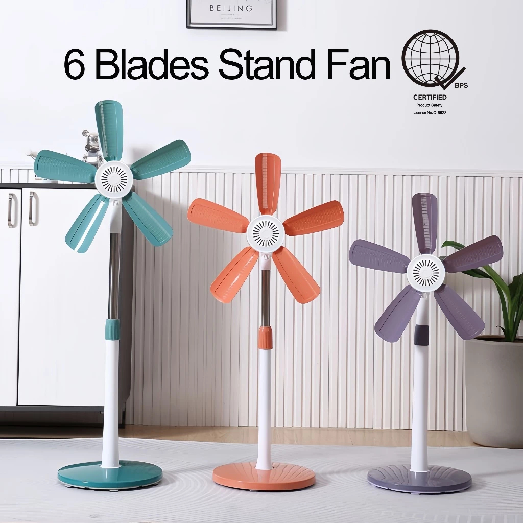 [Mega Sale]-5 Blades Stand Fan Big Wind Portable Adjustable Electric ...