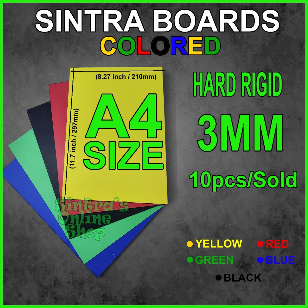 10pcs 3mm Sintra Boards A4 Size Rigid ( COLORED : Black , Yellow ...
