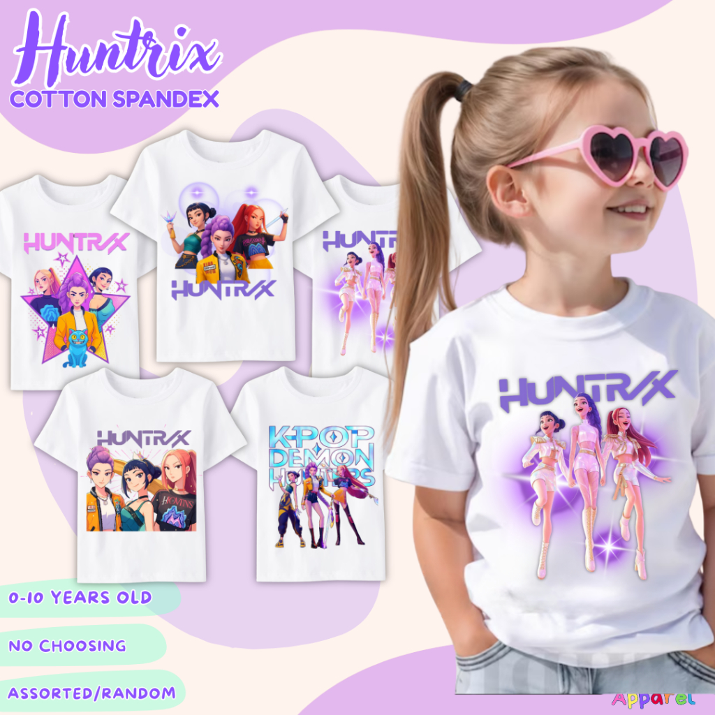 Huntrix White T-shirt for Girls Ages 0-10 Yrs K-Pop Demon Hunters Cute ...