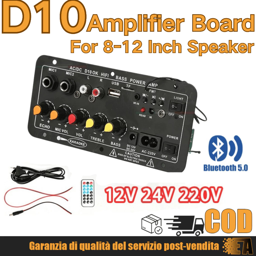 D10 D20 Amplifier Speaker AC 220V 12V24V Digital Bluetooth Stereo ...