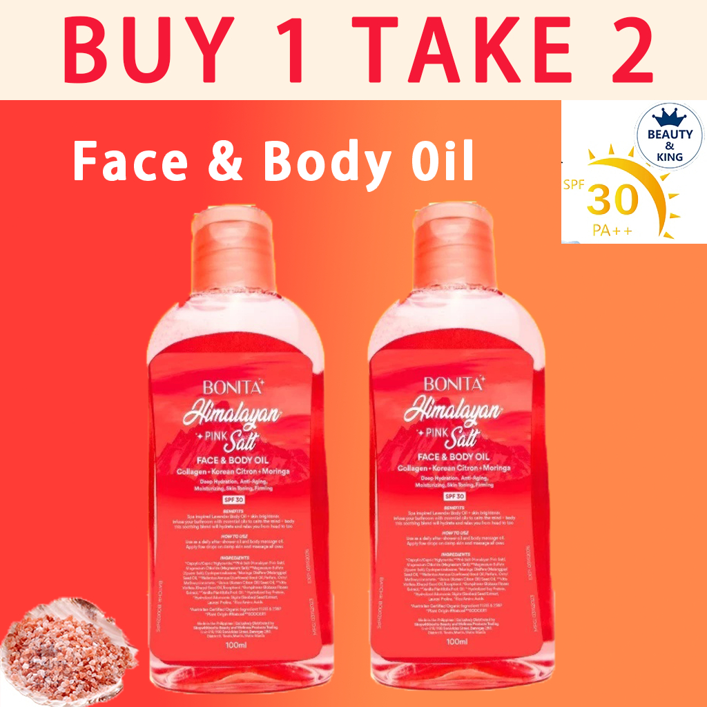 BONITA HIMALAYAN PINK SALT Face & Body Oil with SPF 30 100ML Rose oil ...