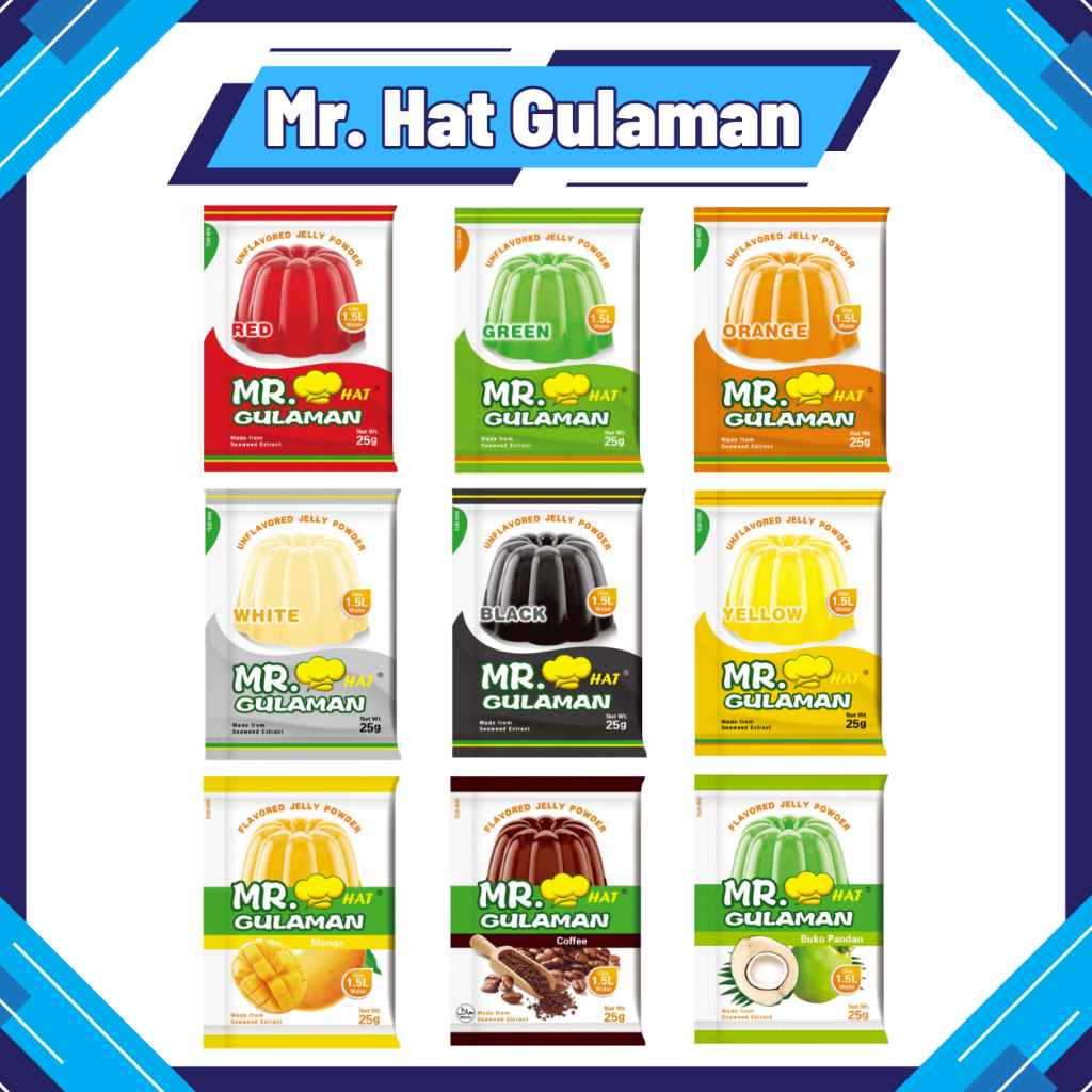 Mr. Hat Gulaman Jelly Powder Box (10 Sachets) – Flavored & Unflavored ...