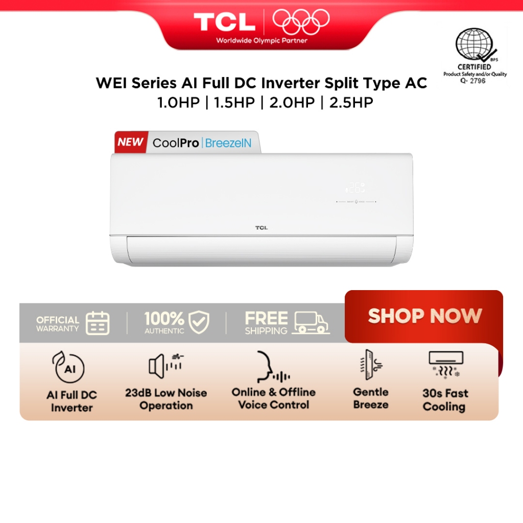 TCL Inverter Aircon Split-type Air Conditioner (WEI) AI Full DC ...