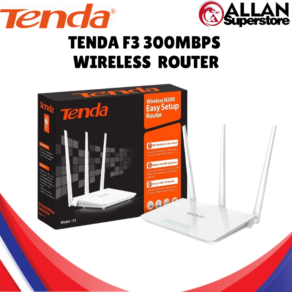 Tenda F3 300Mbps WiFi Router | High-Speed Wireless Internet, 4 LAN ...