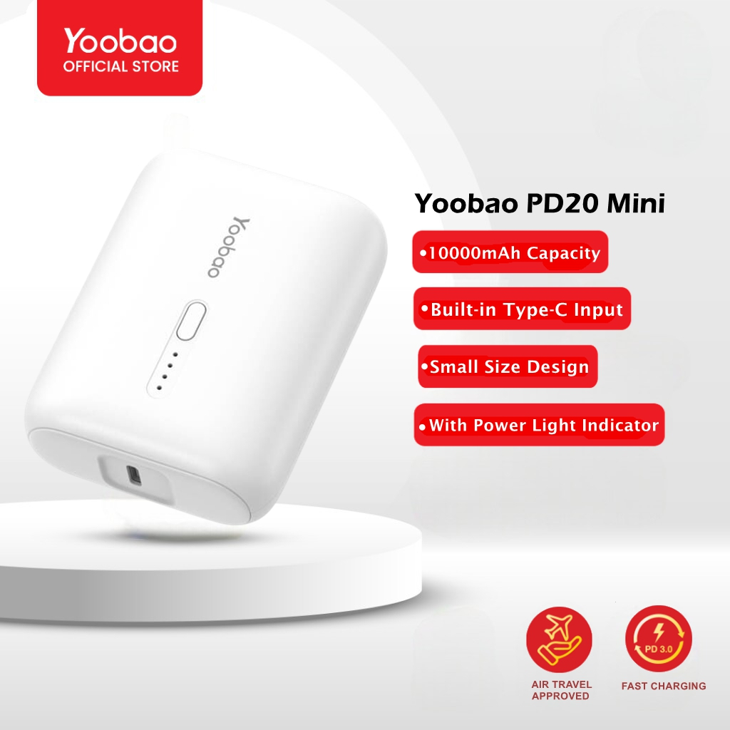 Yoobao PD20 Mini 10000mah USB-A & Type-C Port Quick Charge PD20W Fast ...