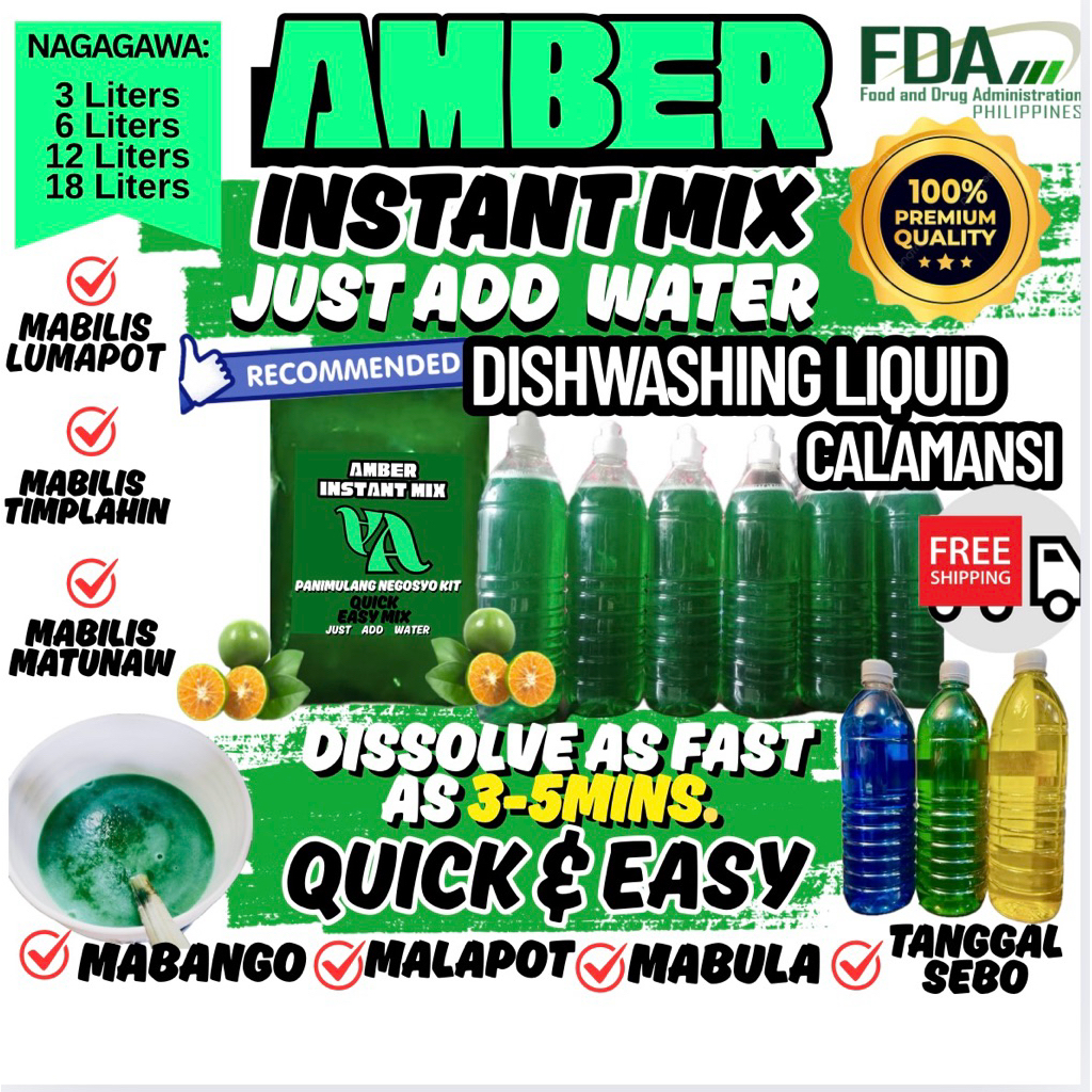 INSTANT Dishwashing Liquid Kit 3L-12L Bottles Premium Siksik Easy Mix ...