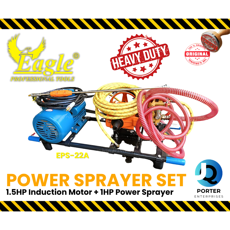 EAGLE Heavy Duty Power Sprayer Set with 1.5Hp Induction Motor (EPS-22A ...