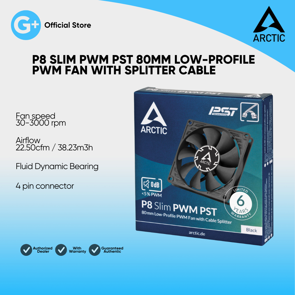 Arctic P8 Slim PWM PST 80mm Low-Profile PWM Fan with Splitter Cable ...