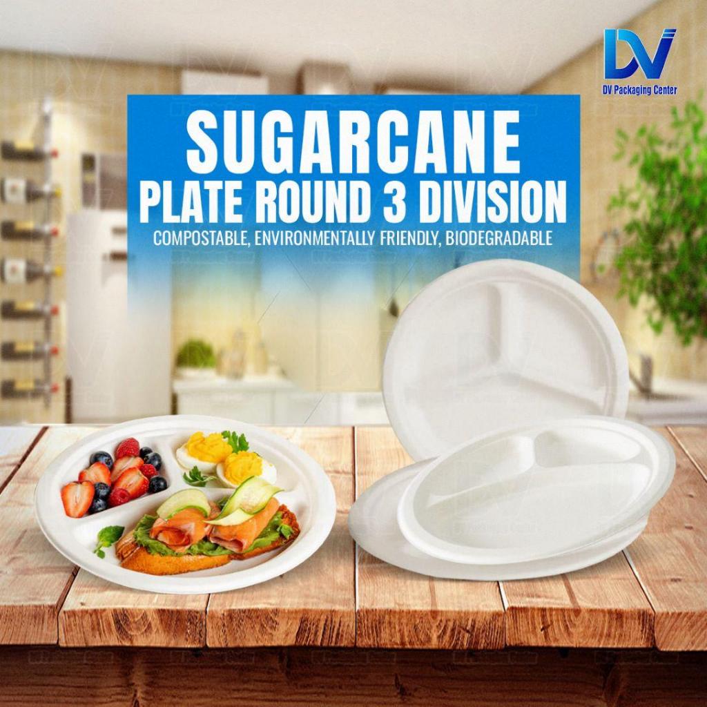 10 inches Sugarcane Bagasse Paper Plates (No Division and 3 Division ...