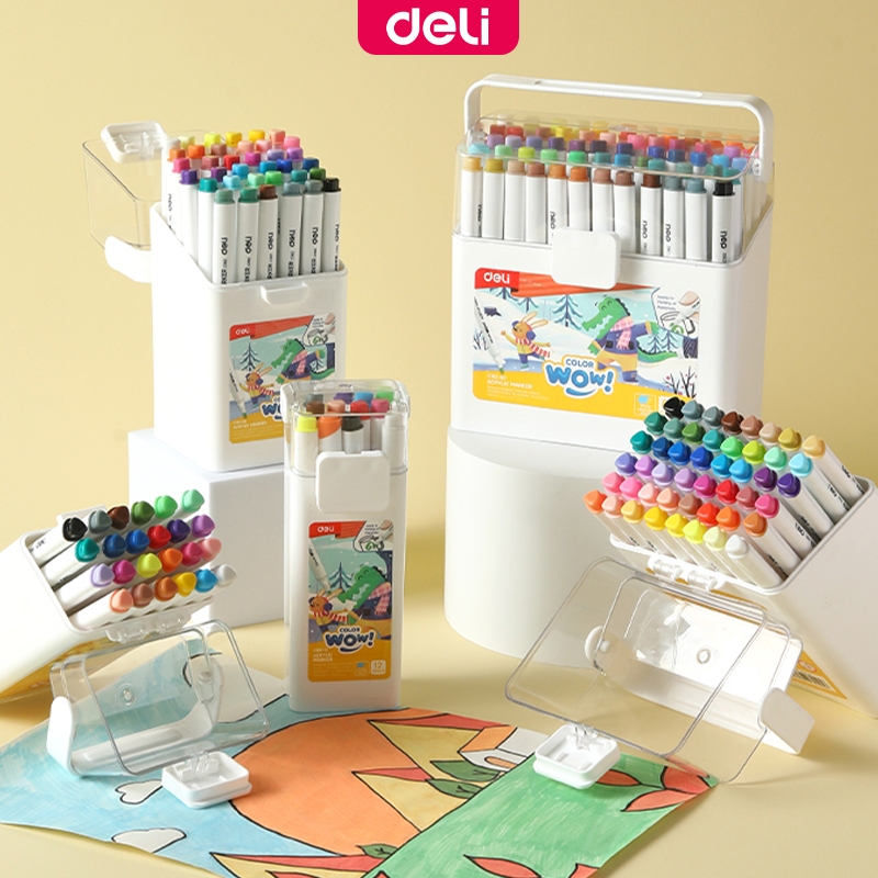 Deli 12/24/36/48 Colors Box-packed Acrylic Marker Pen Set Waterproof ...