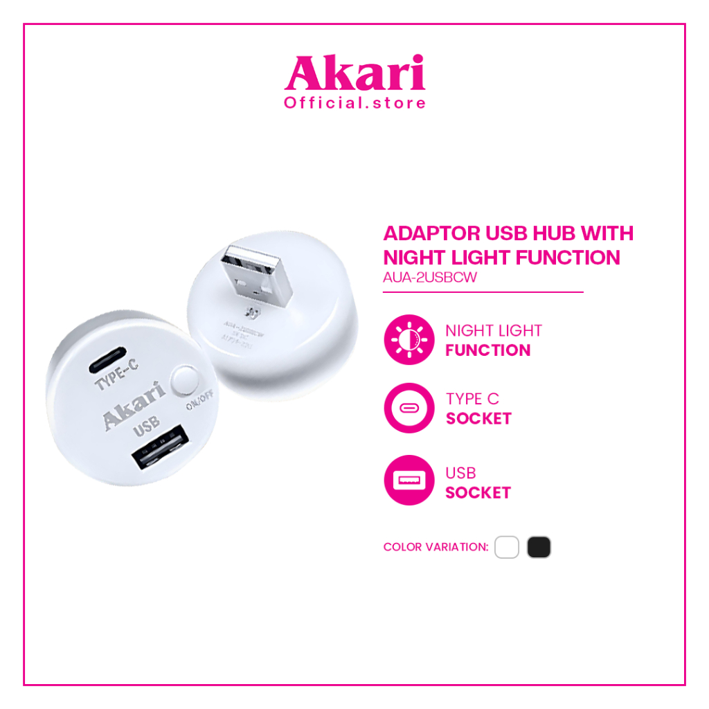 Akari Adaptor USB hub with Night light function (AUA-2USB) | Shopee Philippines