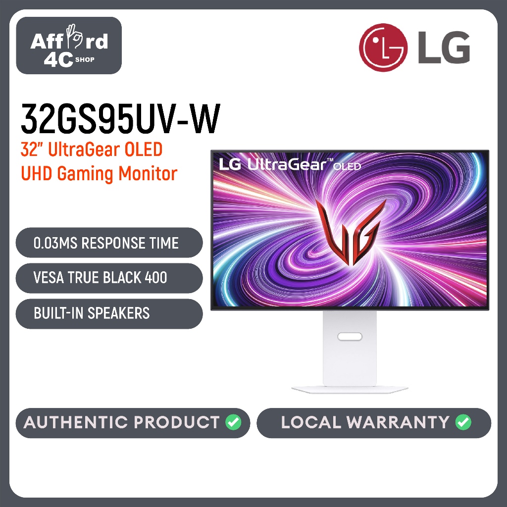 LG 32GS95UV-W 32" UltraGear OLED Gaming Monitor UHD 240Hz 0.03ms ...