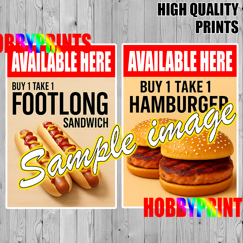 Food Signage Hamburger Footlong Hotdog Sandwich Laminated Signages ...