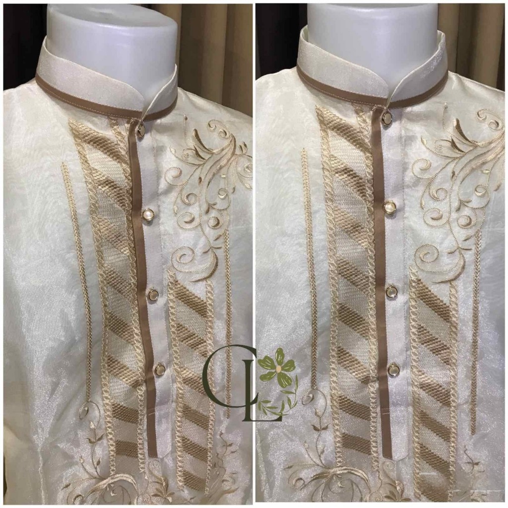 Barong Tagalog Pinya Organza Fabric Piping Chinese Collar Mall Quality ...