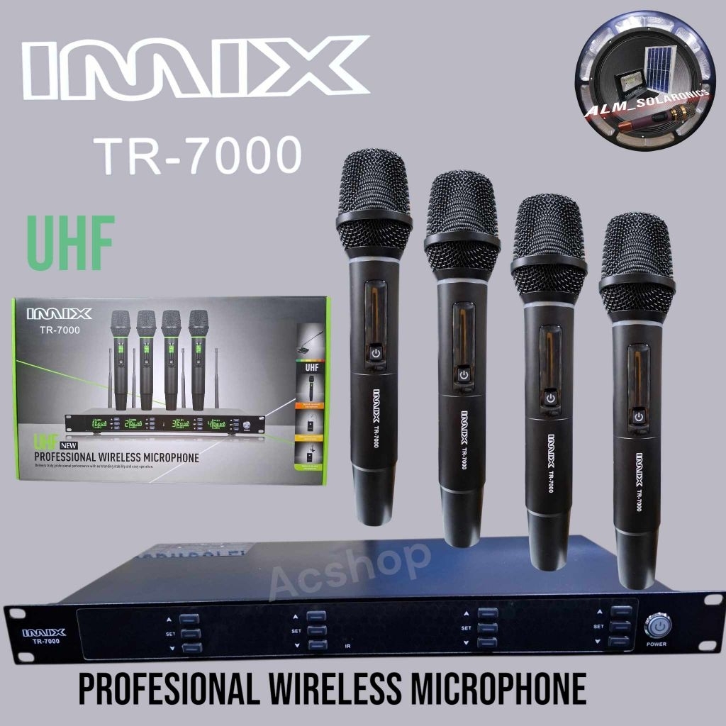 Wireless metal microphone UHF IMIX TR-7000 4 channels volume adjustment ...