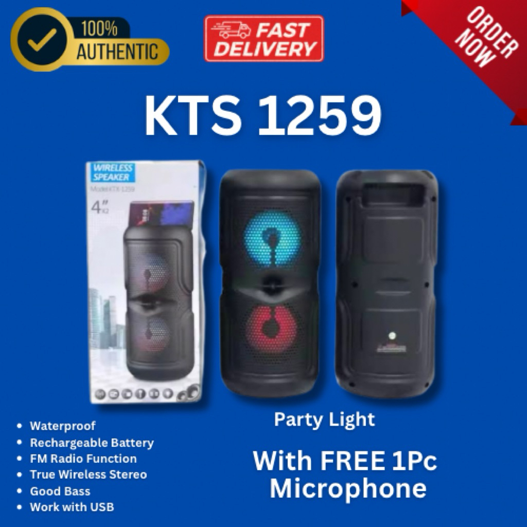 KTS 1259 Superbass Wireless Karaoke Speaker,FM Radio & USB w/ FREE Mic! | Shopee Philippines