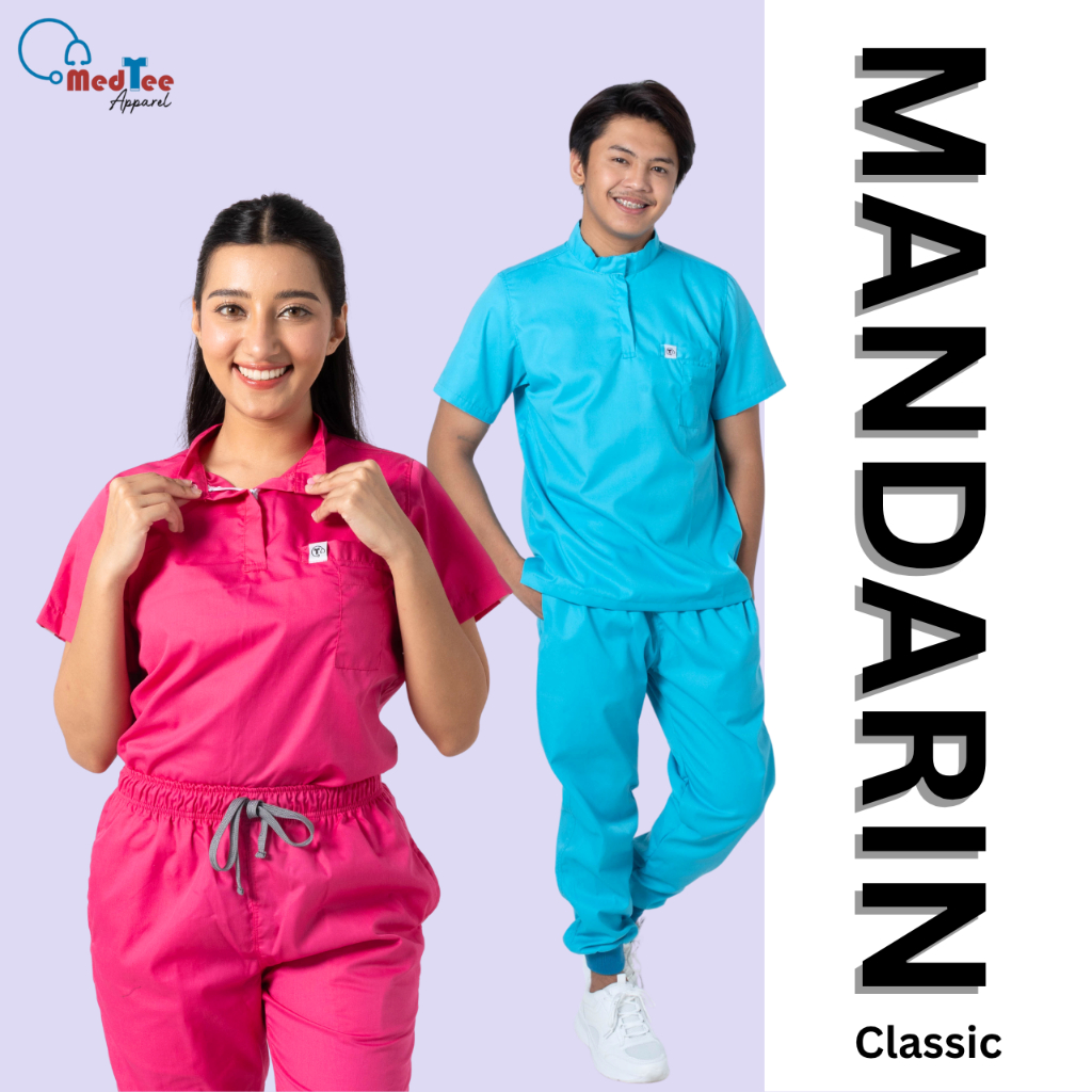 MEDTEE Scrub Suit Set - Classic Premium Medical Apparel with Mandarin ...