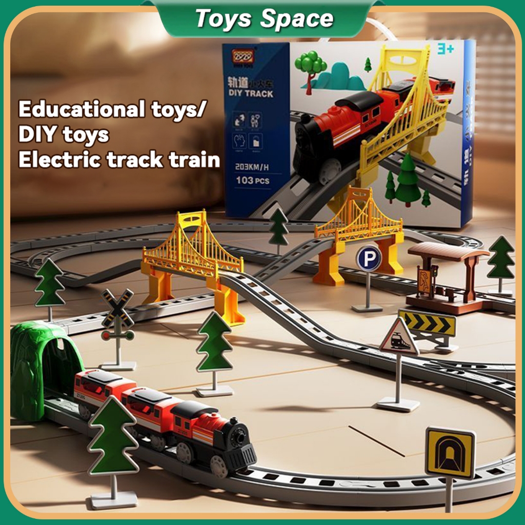 Train Toys Set For Kids Electricity Track Rail Car Toys Assembly Puzzle ...