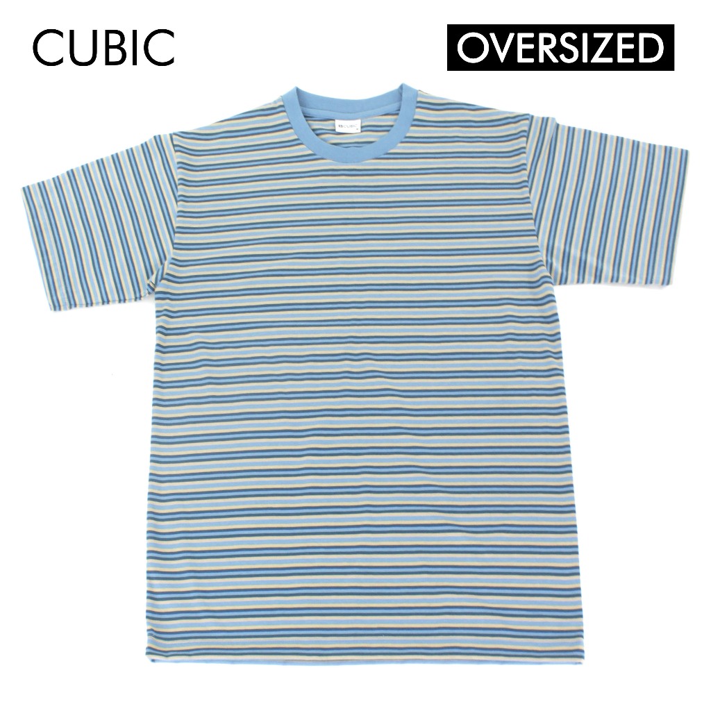 Cubic Mens Stripes Oversized Boxy Tee / Box Fit T shirt Top Top for Men ...