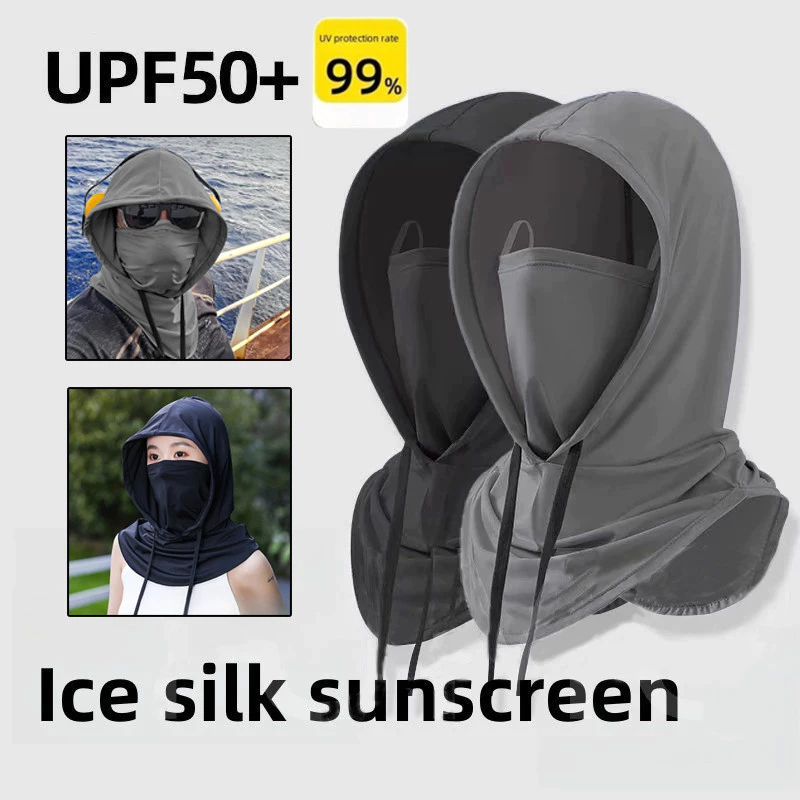 2PCS Ice Silk Sunscreen Cap UV Resistant Outdoor Full Face Mask Sun ...