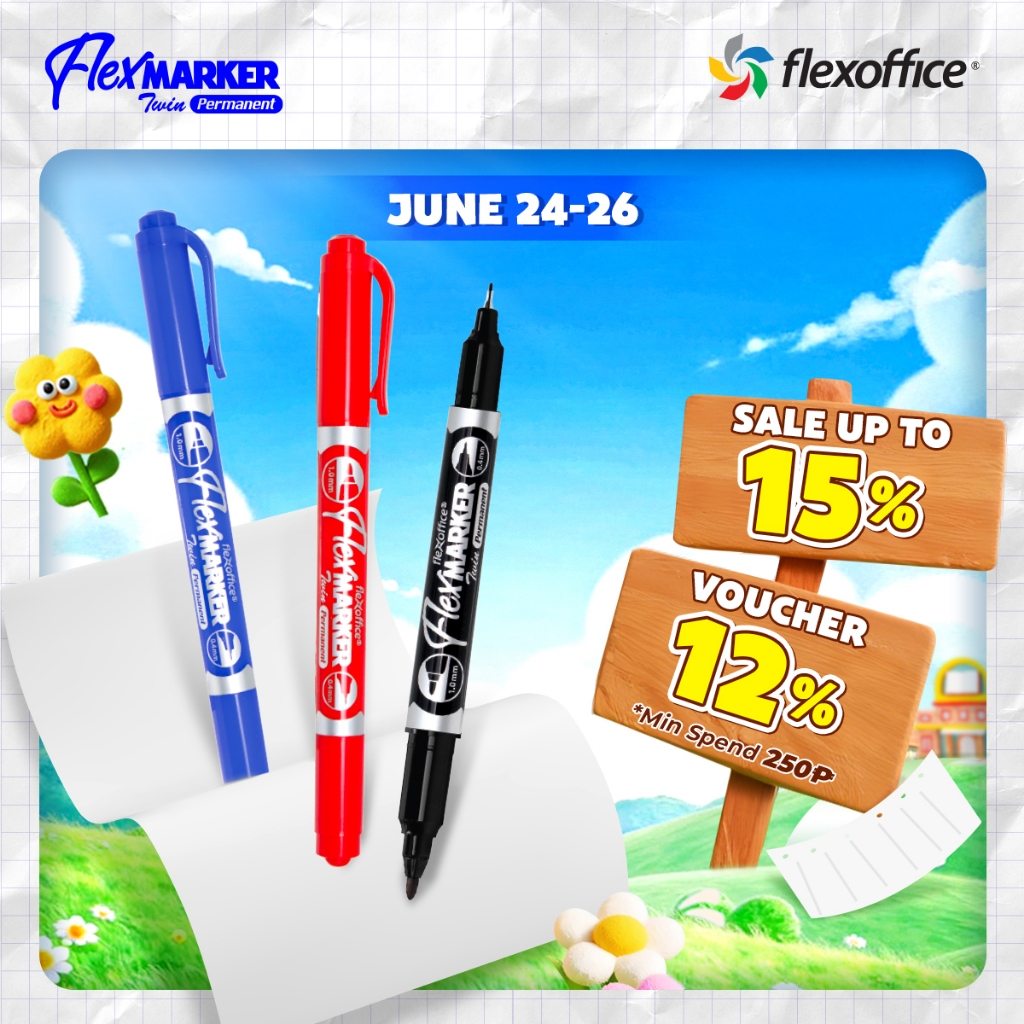 FlexOffice Permanent Marker - Twin nib 0.4 & 1.0mm - 3pcs/12pcs ...