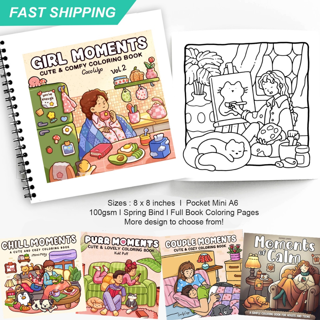 Girl Moments Vol 2 Cozy Coloring Book for Kids and Adults Coloring ...