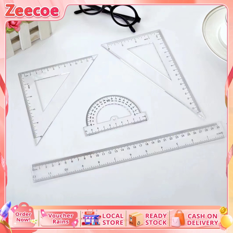Plastic Transparent Ruler Clear Plastic Flexible Ruler Set for School ...