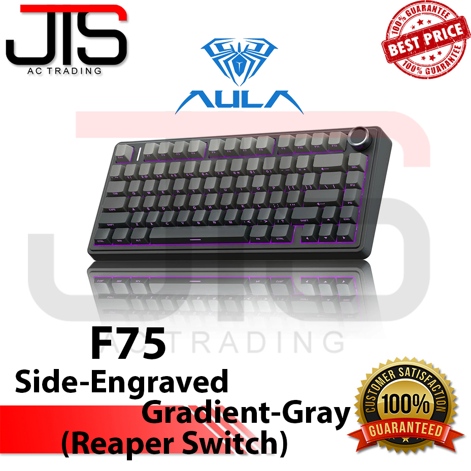 AULA F75 PRO GRADIENT GREY SIDE ENGRAVE KEY REAPER SWITCH MECHANICAL ...