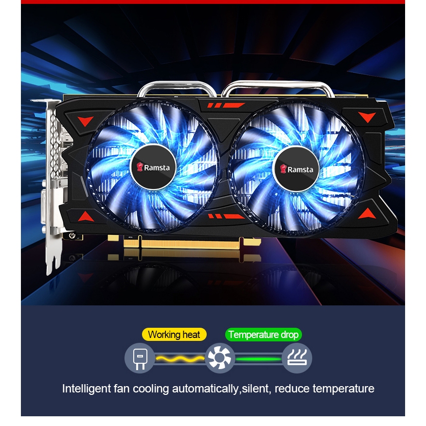 RAMSTA AMD RX580 8GB Graphics Card GDDR5 256Bit Computer GPU Video Card ...