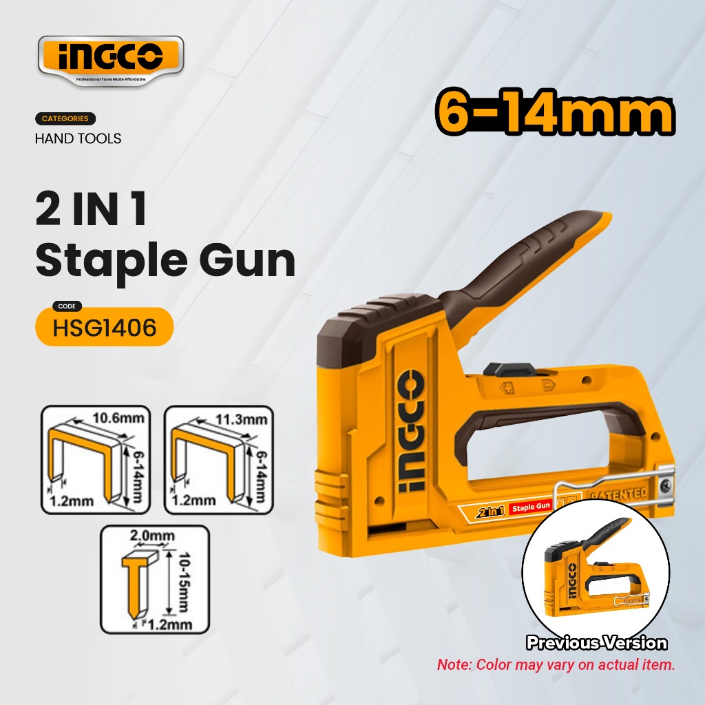 INGCO 2 in 1 Super Select Staple Gun Tacker Tucker with Staple and Brad ...