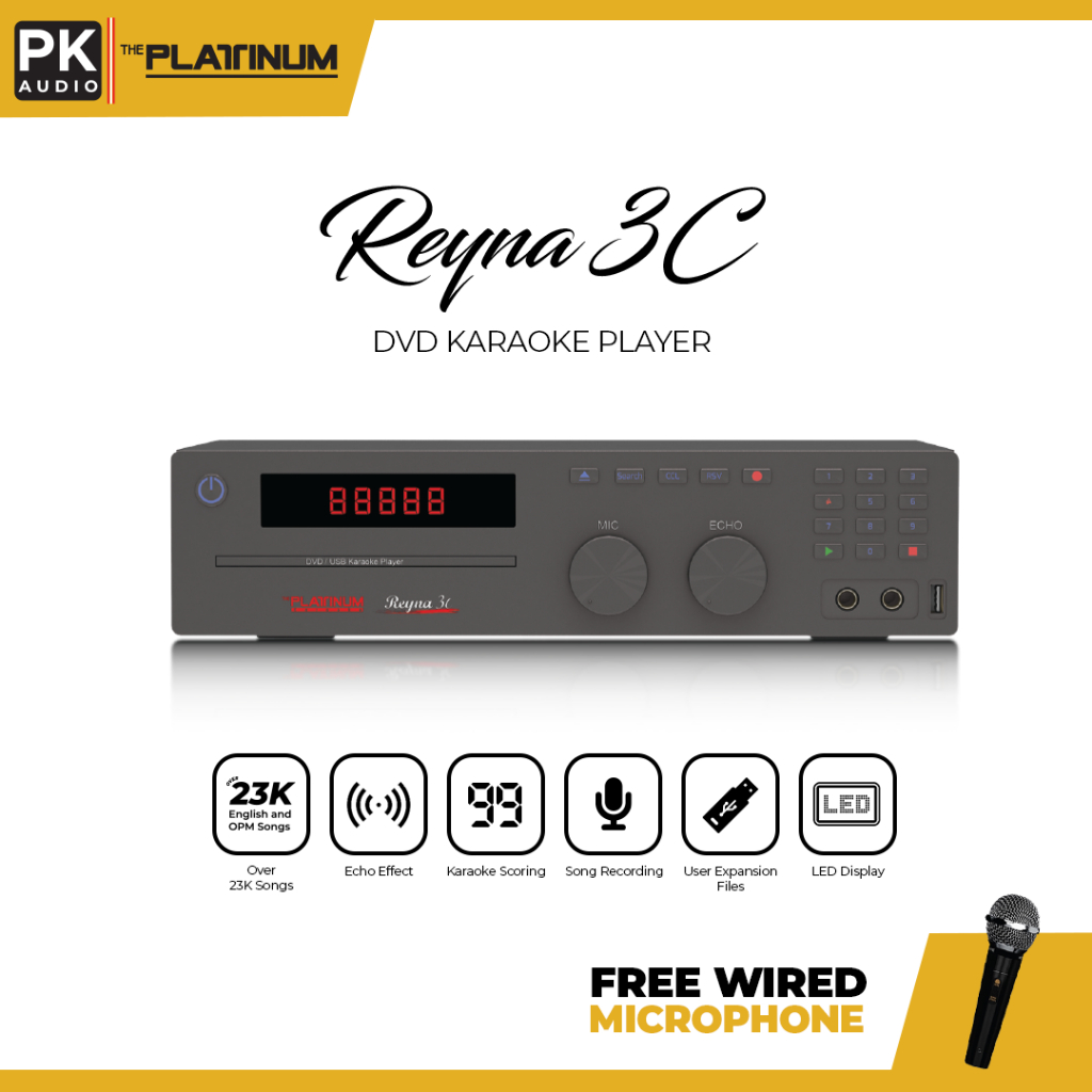 Platinum Karaoke Reyna 3C Player with 23,000++ Songs with Wired Microphone | Shopee Philippines