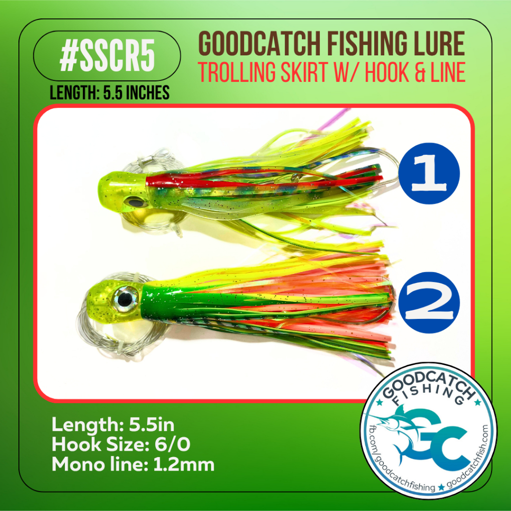 GoodCatch SSCR5 TCR5 5.5inches Trolling skirt w/ Rigged CN hook 6/0 ...