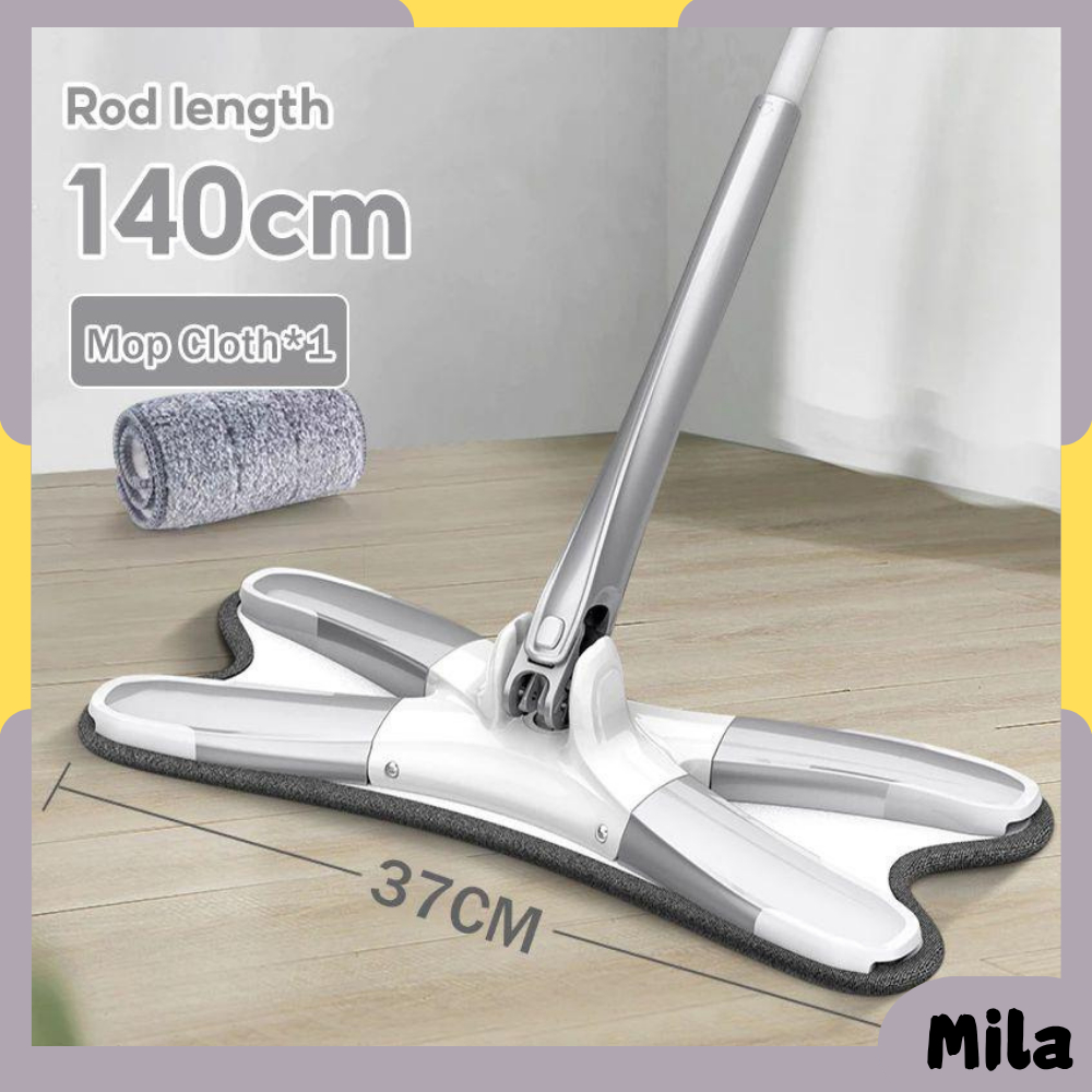 37cm X-Type Mop 360° Rotation Self Wash Flat Mop Household Wet Dry Use ...