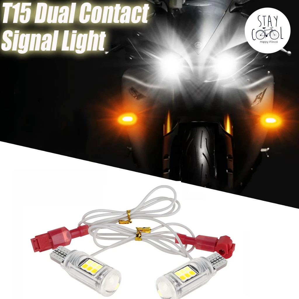 2pcs T15 Dual Contact Led W16W Motorcycle Turn Signal Two-Color Daytime ...