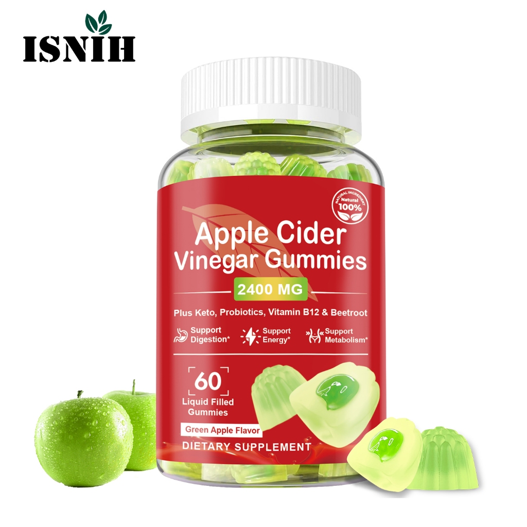 ISNIH Apple Cider Vinegar Gummies Original Vitamin B12 Improves ...