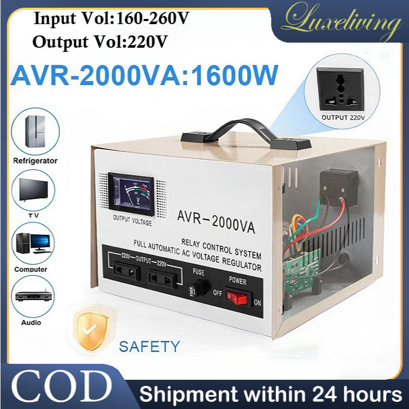 AVR-2000VA Automatic Voltage Regulator AVR 220V 110V Output for TV Ref ...