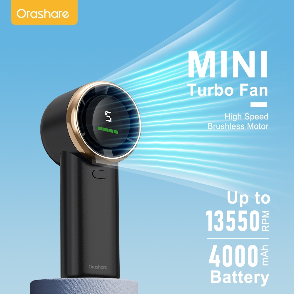 Orashare HF03 4000 mAh Portable Turbo Fan High Speed Handheld Fan 5 ...