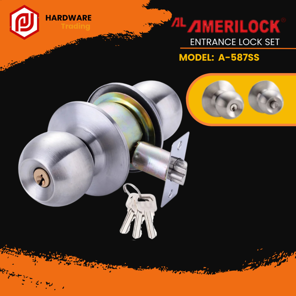 Amerilock/ Vorsc Door knob Entrance Lock ( 587-SS/ 588-SS) with 3 keys ...