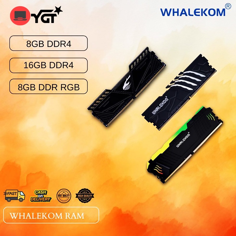 Whalekom Memory DDR4/DDR3 8GB/16GB 1600MHZ 2666MHZ 3200MHZ Memory RAM For PC Desktop | Shopee ...