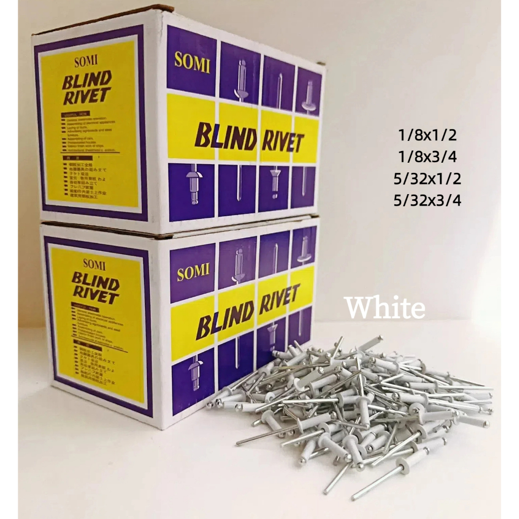 Somi Blind Rivet /Rivets White per box 1/8 x1/2,1/8x3/4,5/32x1/2,5/32x3 ...