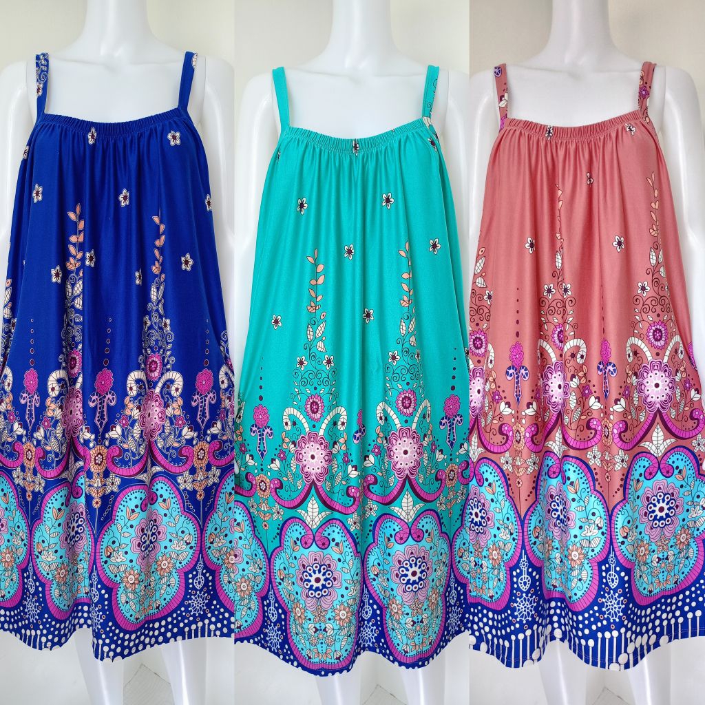 2Xl Spaghetti Duster/ Garterized Flowly Dress/w pocket/ Pambahay Duster ...