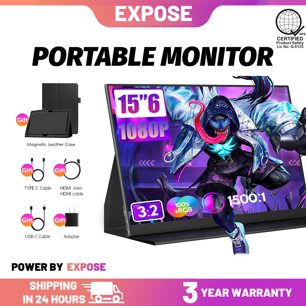 EXPOSE Portable Monitor for laptop 15.6inch 4K Touch Screen Speaker ...