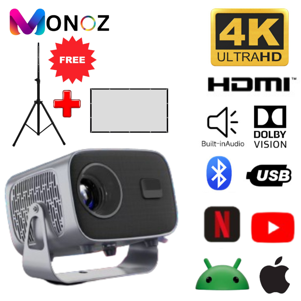 A10 Pro 4K Projector Android 11 HDMI WiFi Bluetooth for iOS Android ...