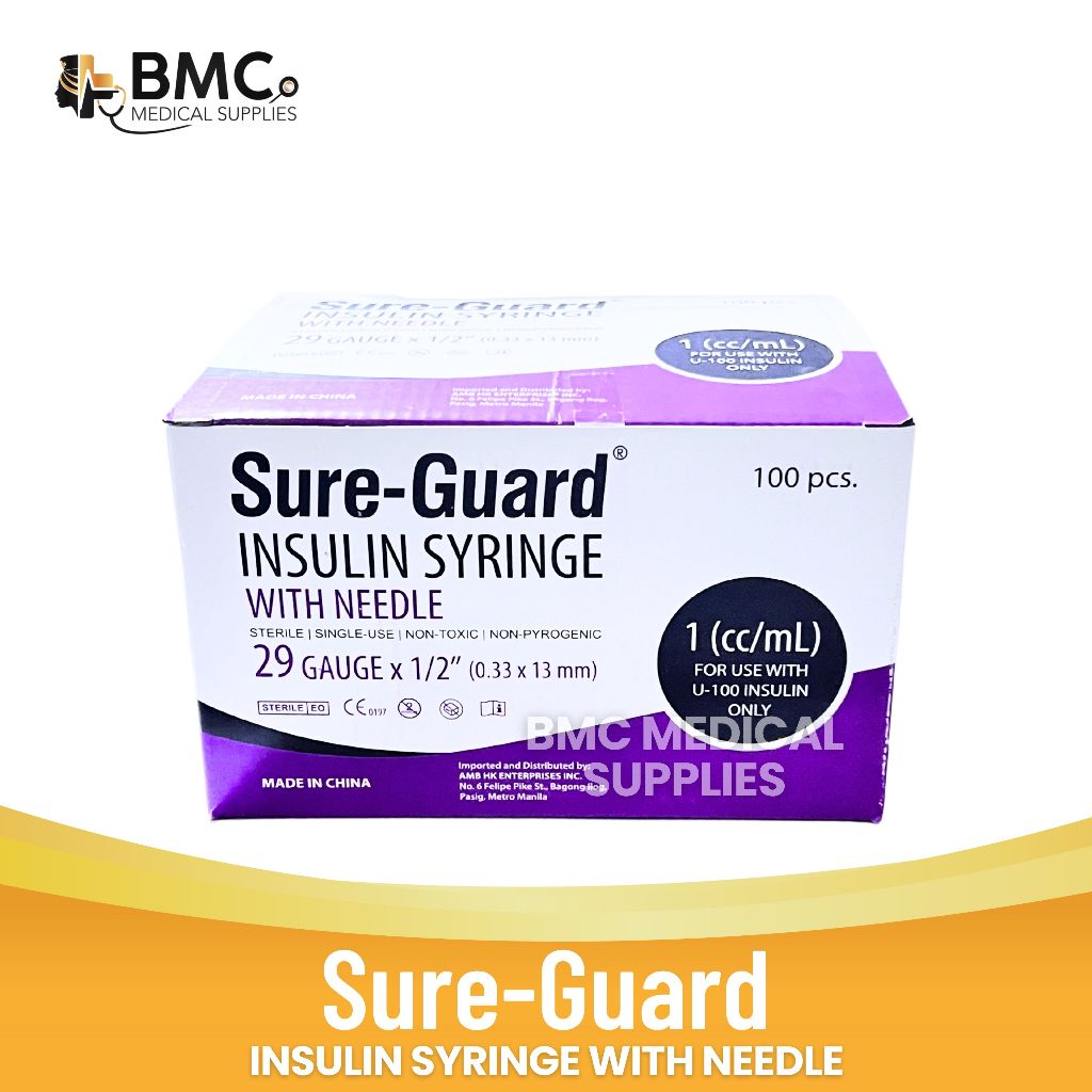 Sureguard Safety Insulin Syringe 1ml/cc (30G /29G) 100's | Shopee ...