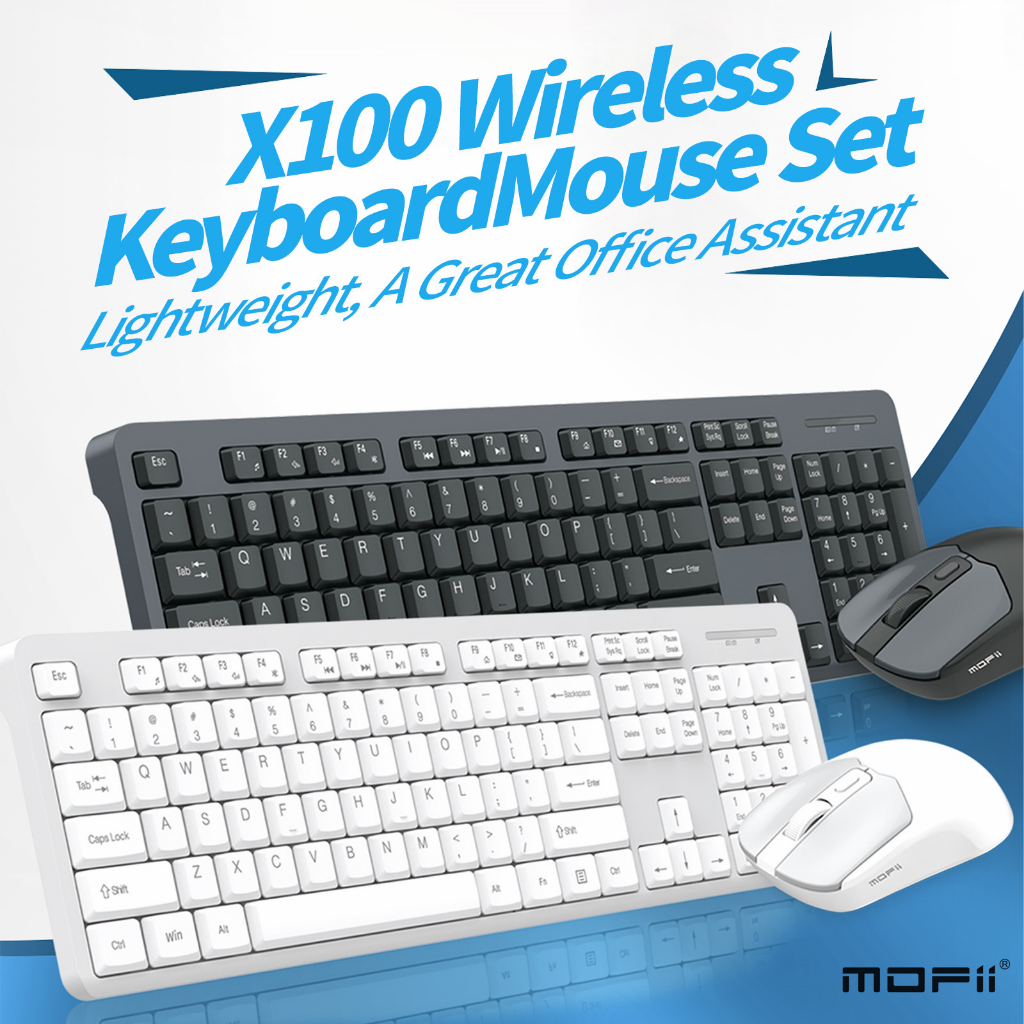 MOFii X100 USB Wireless Keyboard and Mouse Set Lightweight Office ...